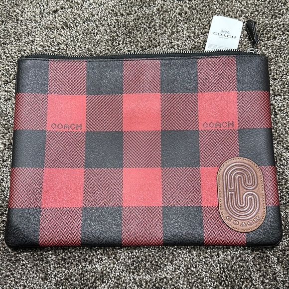 Coach | Bags | Coach Large Pouch Rare Buffalo Plaid Nwt | Poshmark